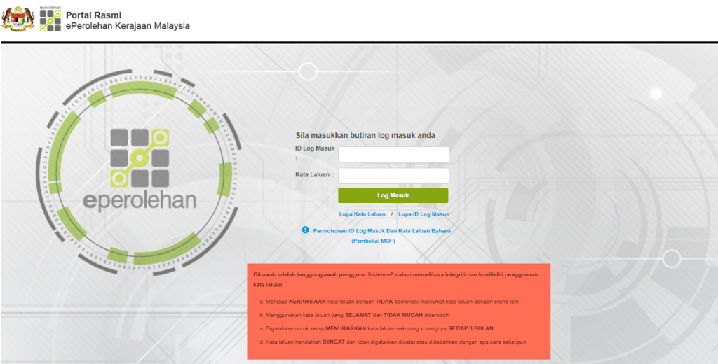 EPerolehan Tender/Notis Sebut Harga Pembekal Malaysia - TCER.MY