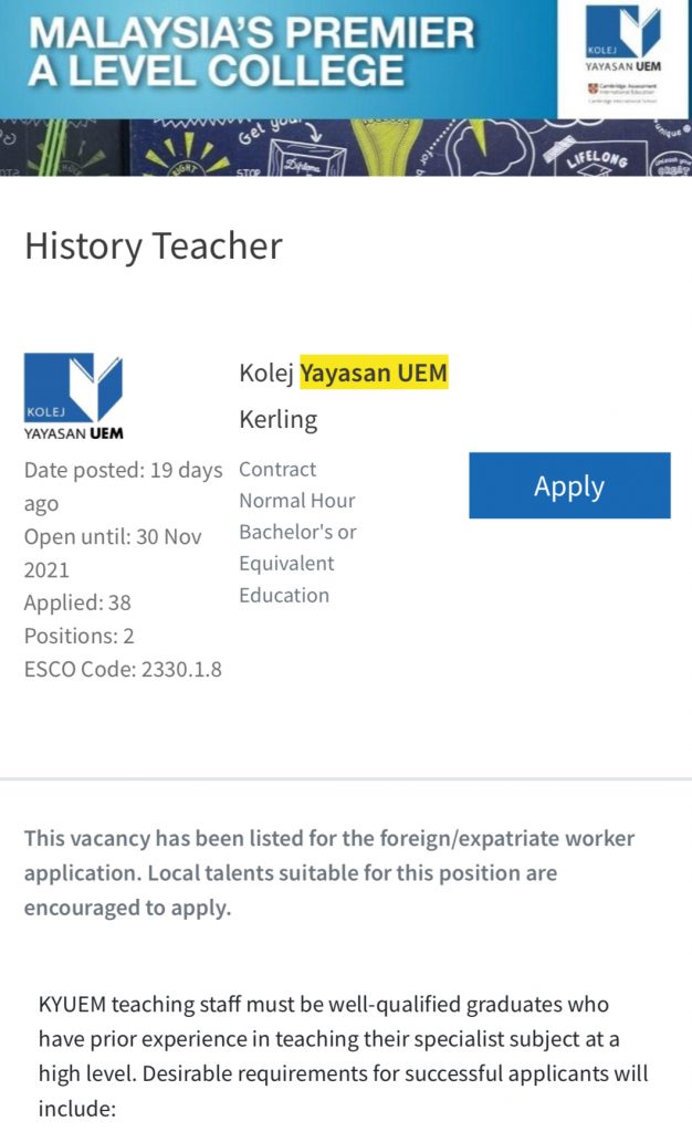 Kerja Kosong Di Kolej Yayasan UEM - TCER.MY
