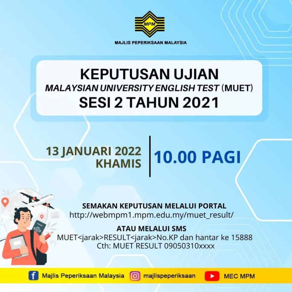 SEMAKAN KEPUTUSAN UJIAN MUET SESI 2 TAHUN 2021 - TCER.MY