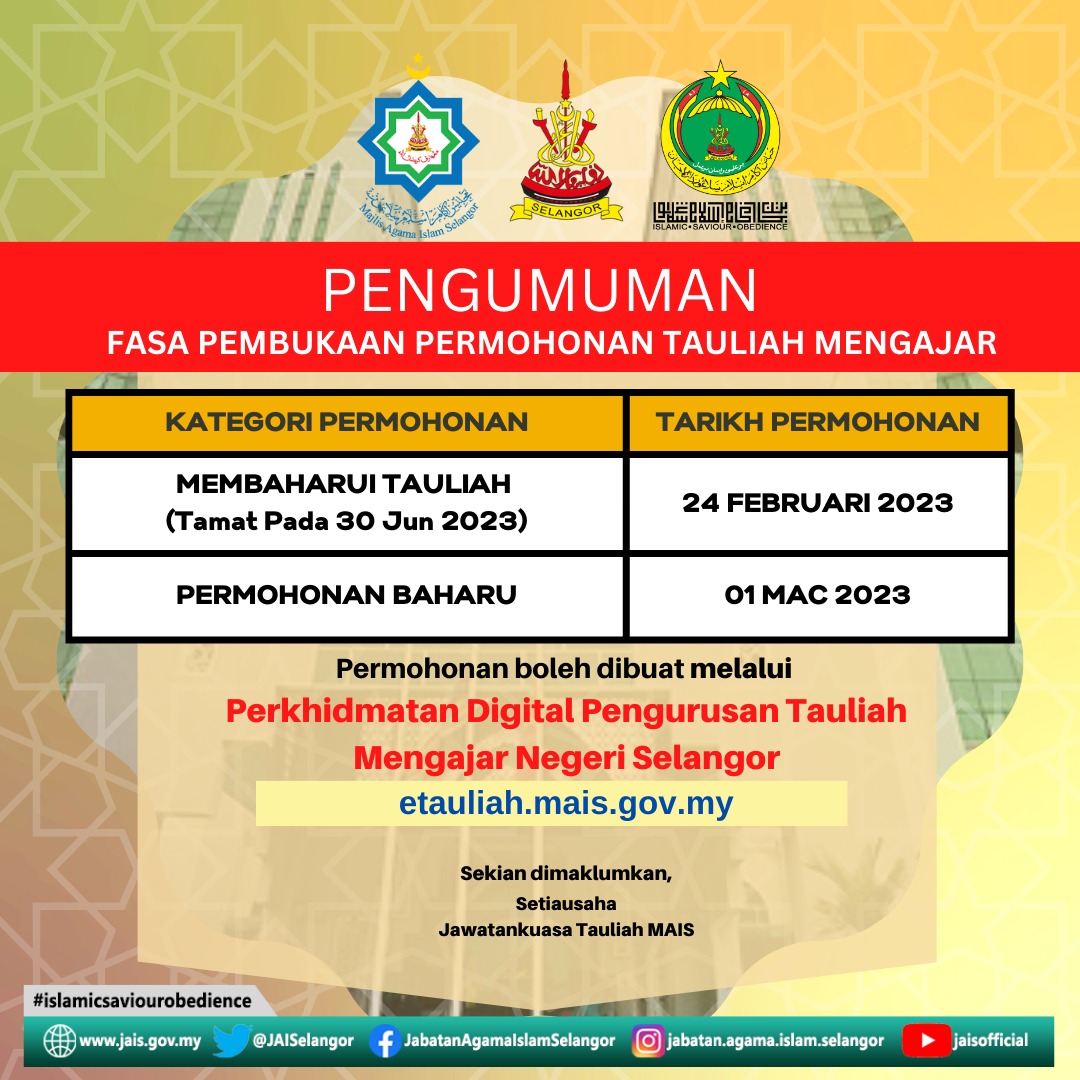 Permohonan Tauliah Mengajar Di Selangor 2023 - TCER.MY