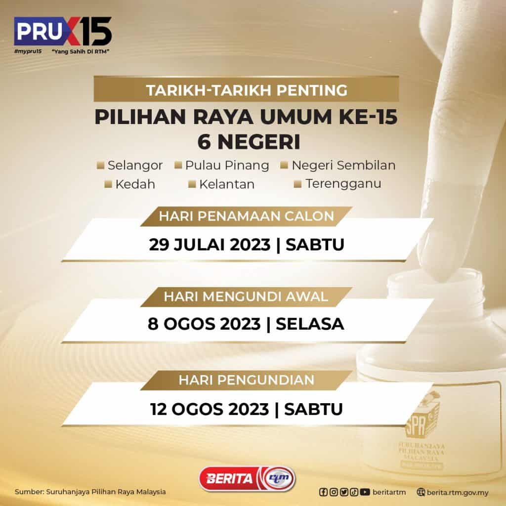 Terkini Tarikh-Tarikh Penting PRU DUN Ke-15 Telah Diumumkan - TCER.MY