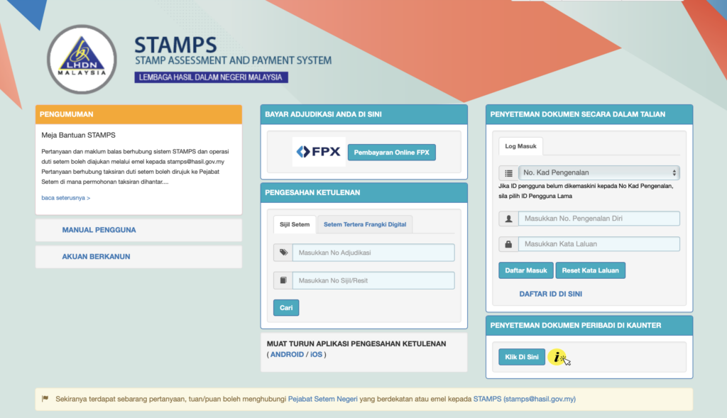 Panduan Bayaran Duti Stamps Secara Online Tahun 2024 - TCER.MY