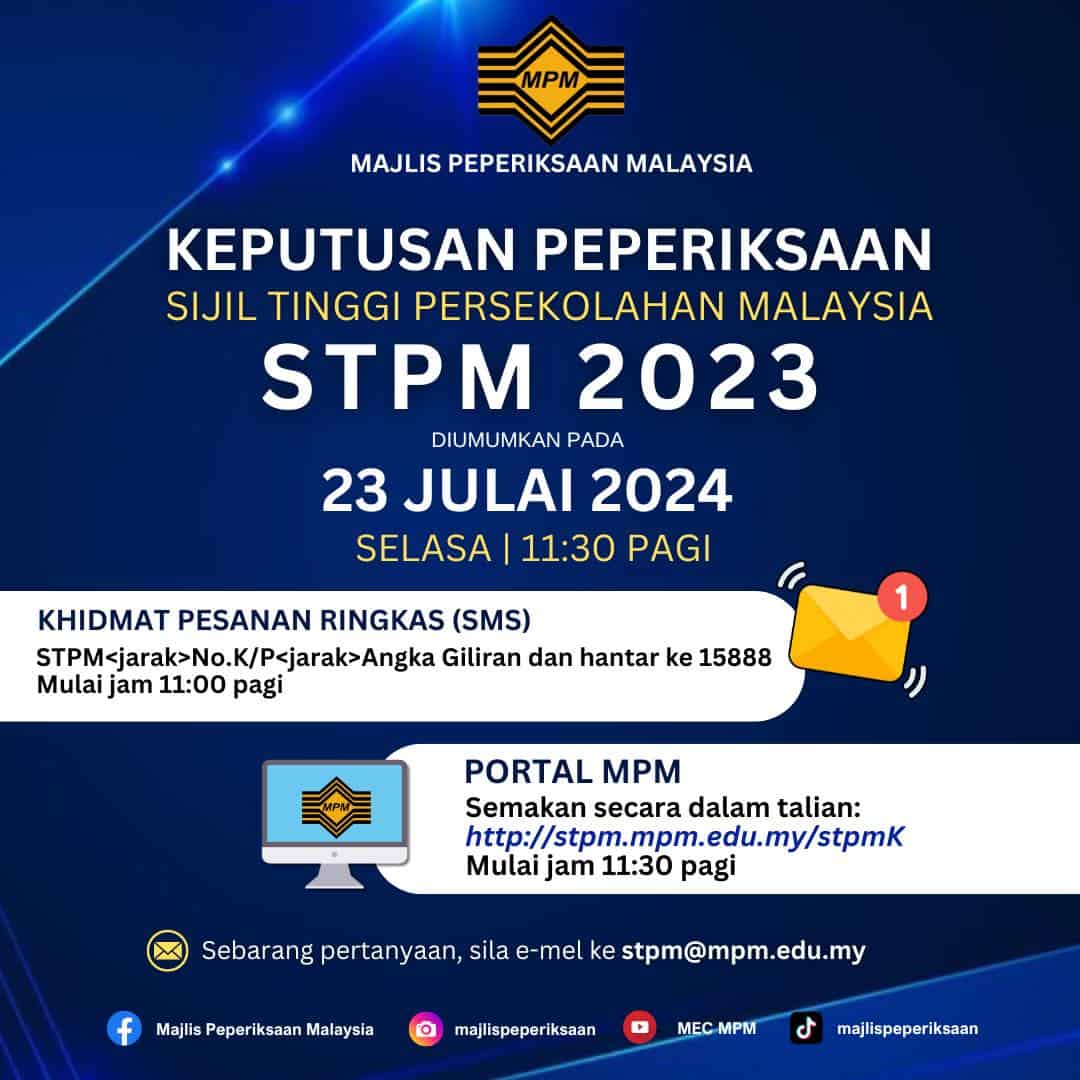 Semakan Keputusan STPM 2023 Diumumkan Pada 23 Julai 2024 - TCER.MY