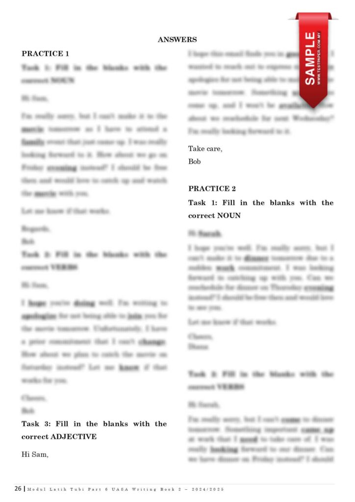 LATIHAN WRITING BAHASA INGGERIS UASA - TCER.MY
