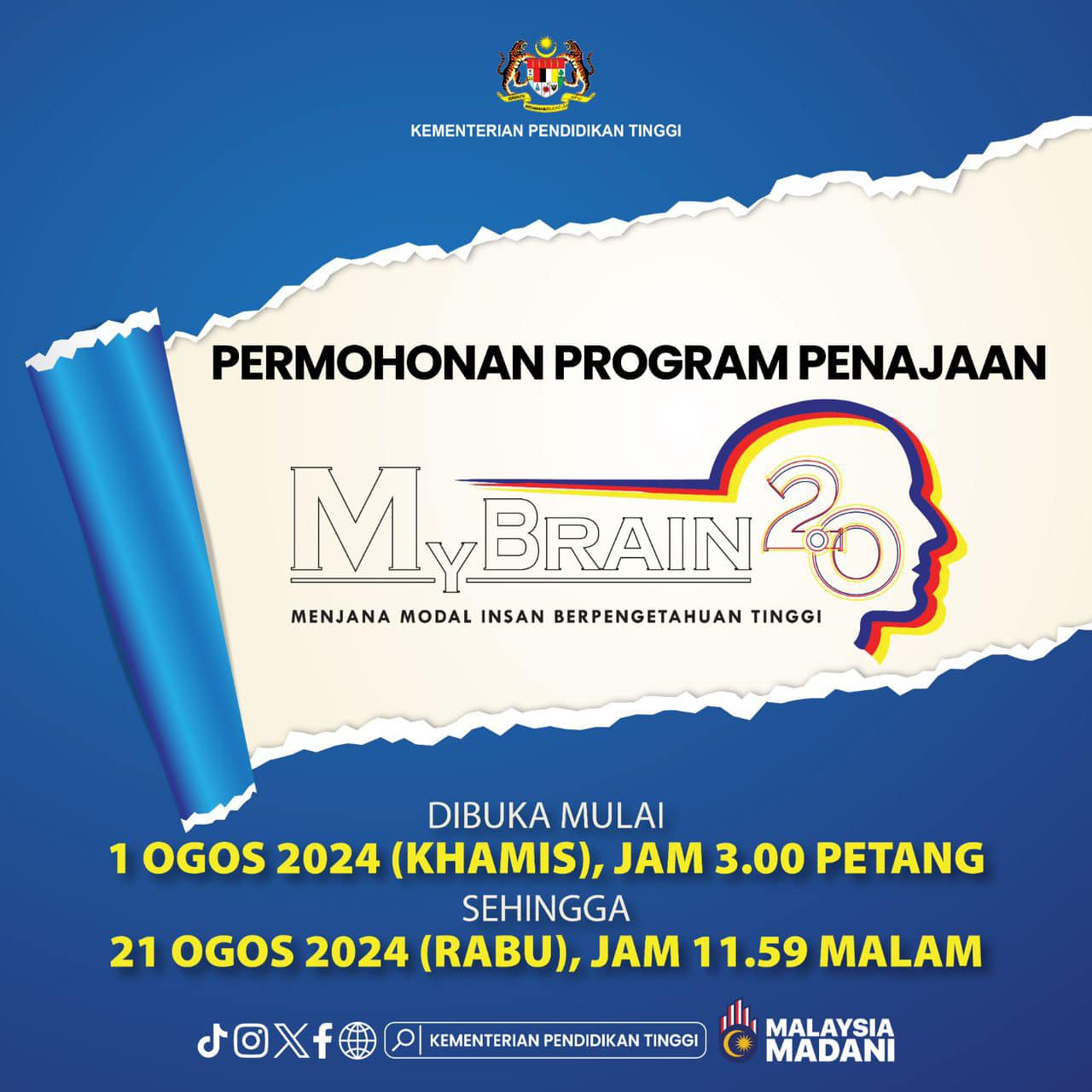 Permohonan Program Penajaan MyBrain 2.0 Tahun 2024 - TCER.MY