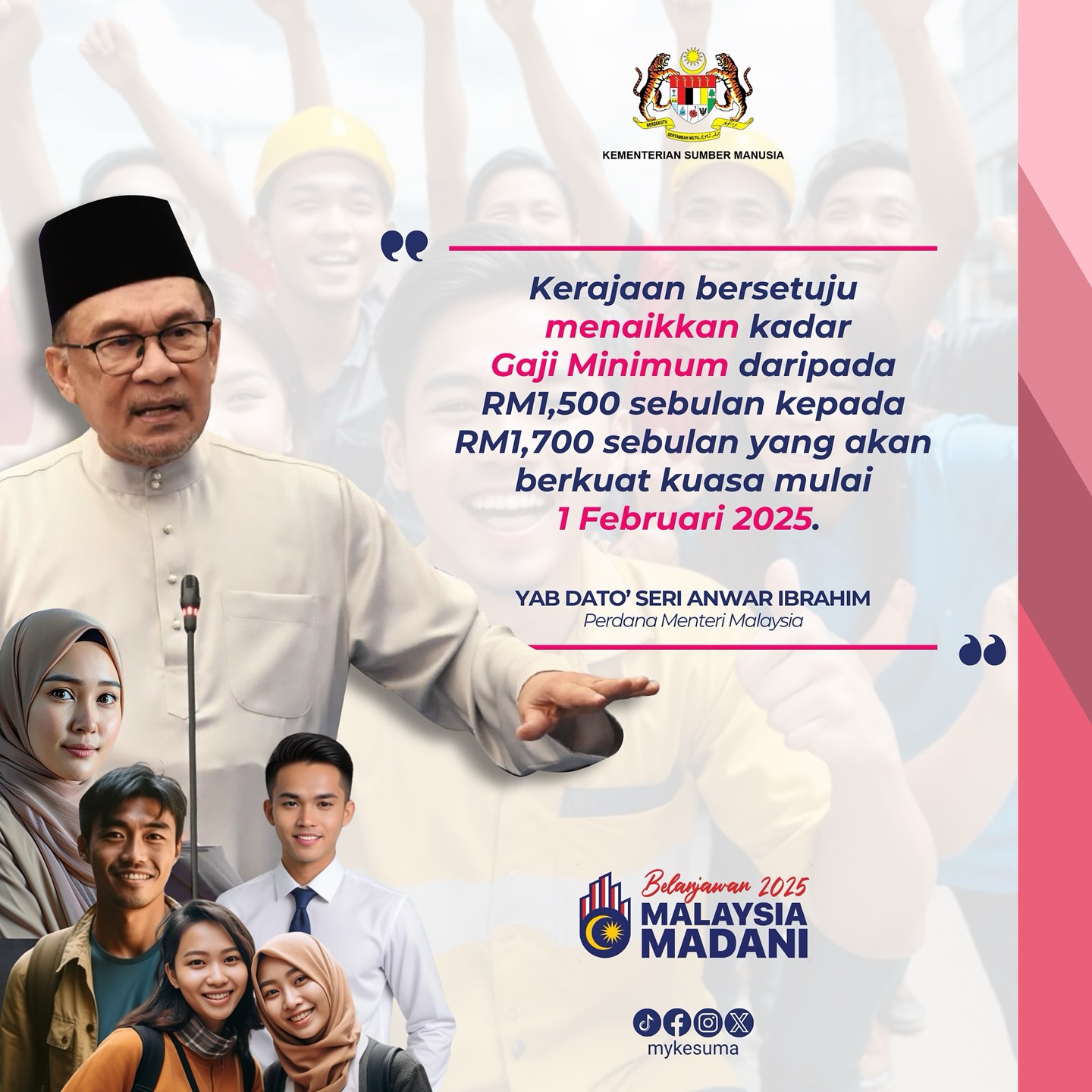 Kenaikan Kadar Gaji Minimum RM1700 Berkuatkuasa Mulai 1 Februari 2025 ...