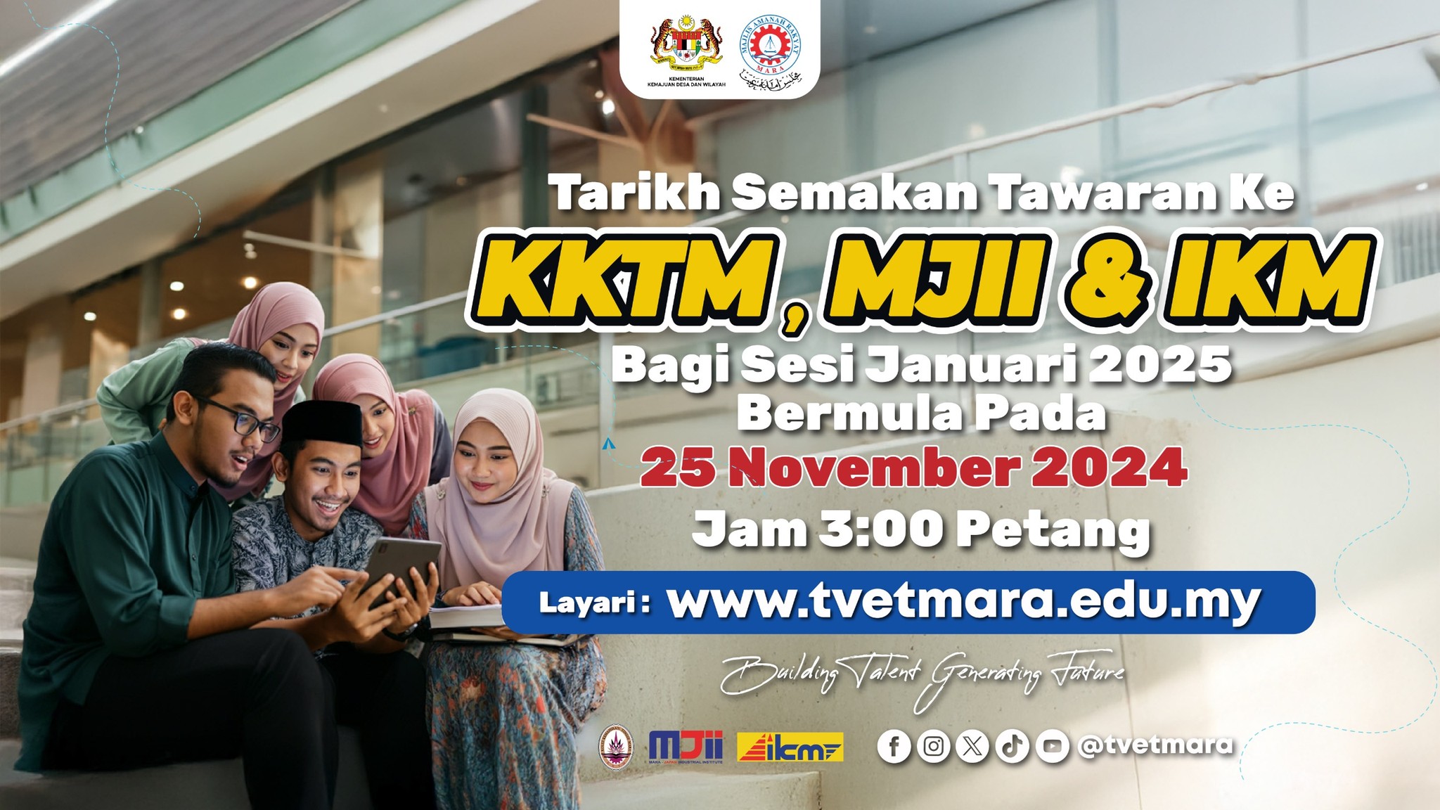 Permohonan Kemasukan KKTM, MJII & IKM Sesi Januari 2025 - TCER.MY