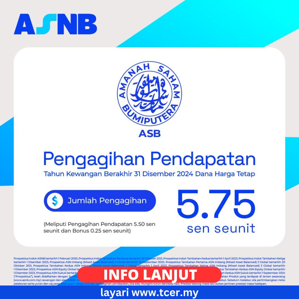 Pengagihan Pendapatan / Kadar Dividen ASB 2024 & Bonus - TCER.MY