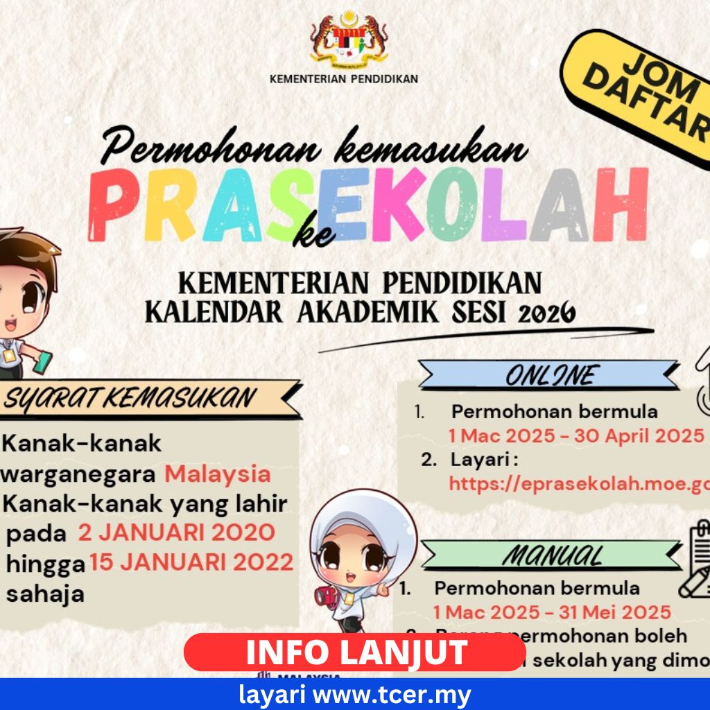 Permohonan Kemasukan Ke Prasekolah 2025 - TCER.MY