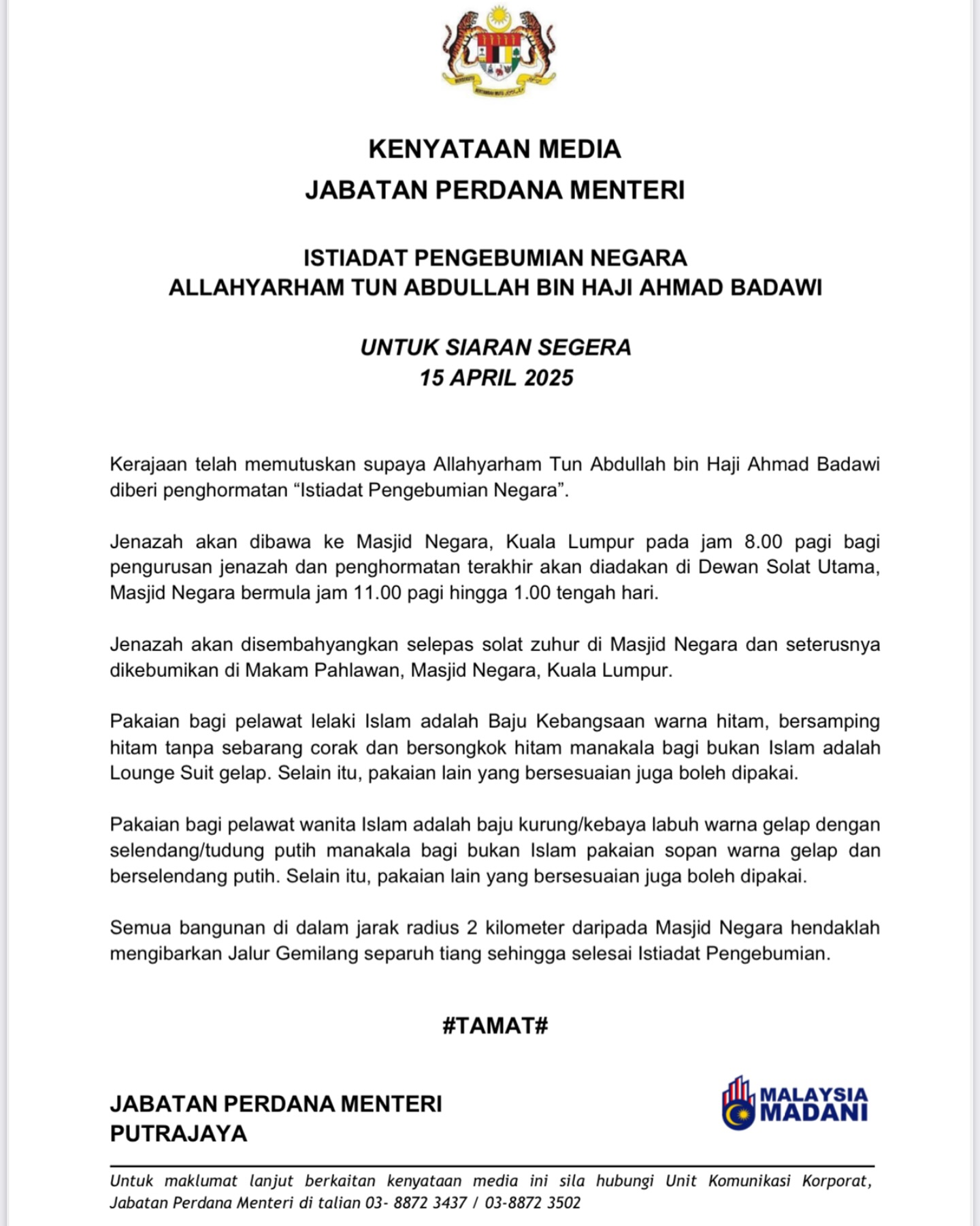 Tun Abdullah Ahmad Badawi, Perdana Menteri Malaysia Ke-5 - TCER.MY