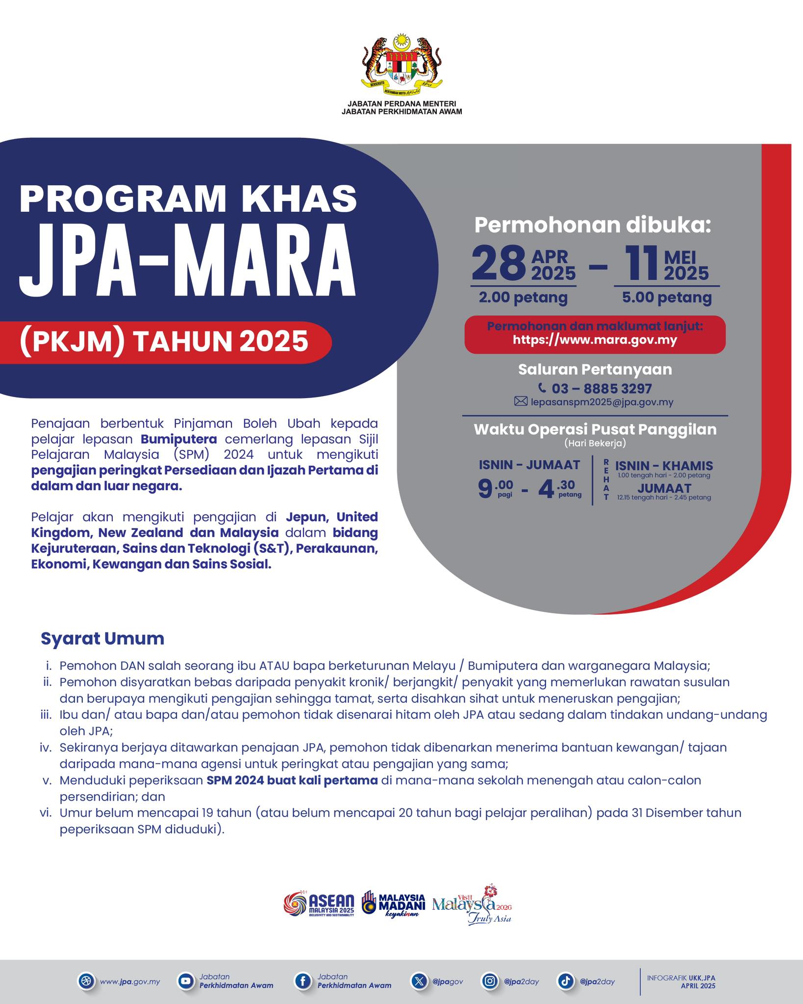 Program Khas JPA-MARA (PKJM) Tahun 2025 - TCER.MY