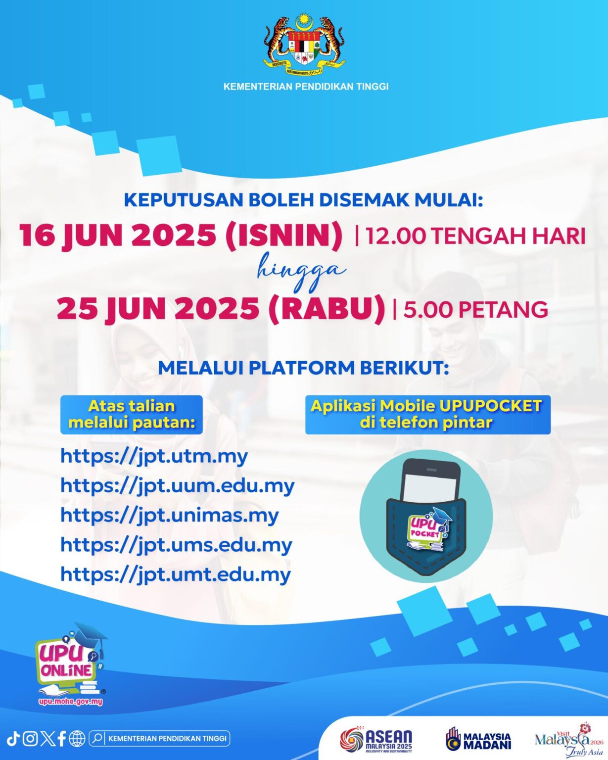 Makluman Rasmi Semakan Keputusan Permohonan UPU 2025/2026 - TCER.MY